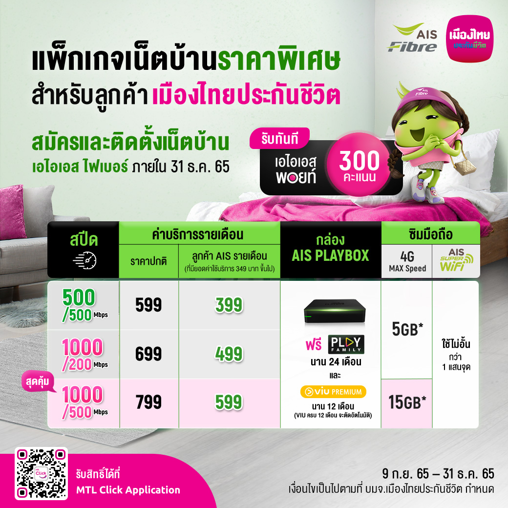 AIS Fibre : Receive Privilege Once Downloaded! Home internet package